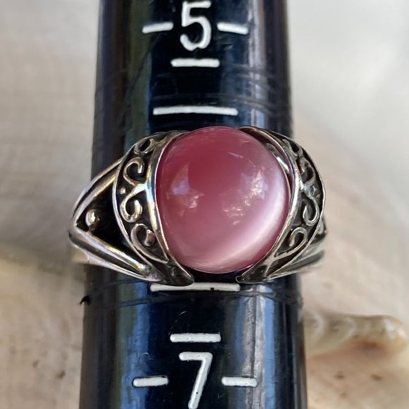[C] | Jewelry | Lovely C Pink Catseye Ball Gem In Elevated Sterling ...